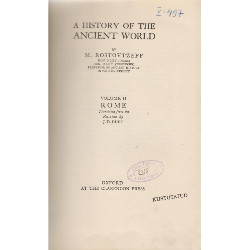 A History of the Ancient World. Volume II: Rome